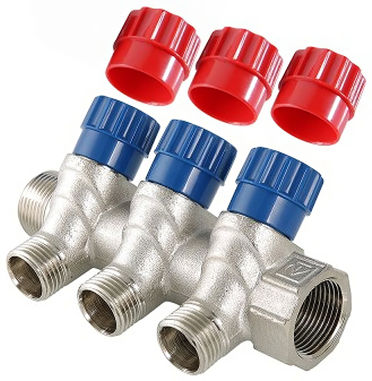 Коллектор с вентилями латунь никелированная VALTEC 1'х 1/2'
