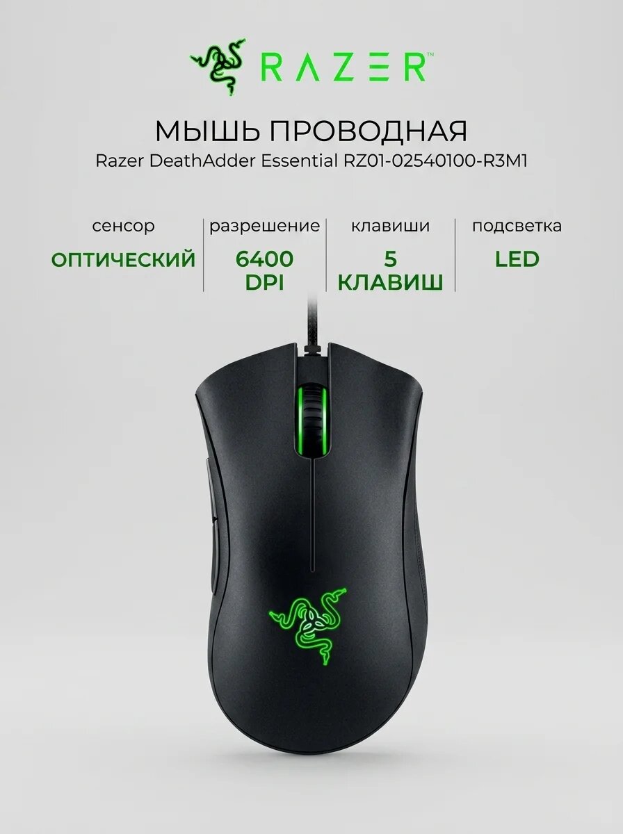 Мышь проводная Razer DeathAdder Essential RZ01-02540100-R3M1