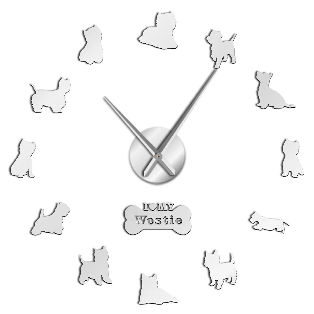 Настенные часы West Highland White Terrier The Vinyl Clock Белый, Silver, 37 Inch