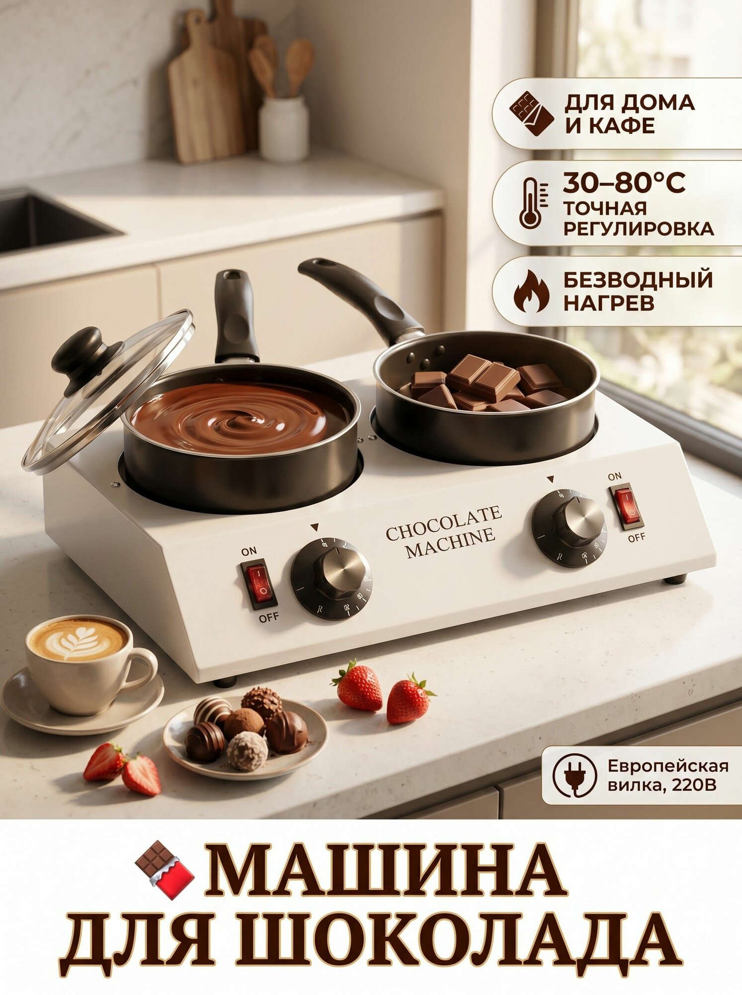 Машина для шоколада Jifukang 700мл 30 85 C безводный нагрев антипригарное покрытие нержавеющая сталь 220В