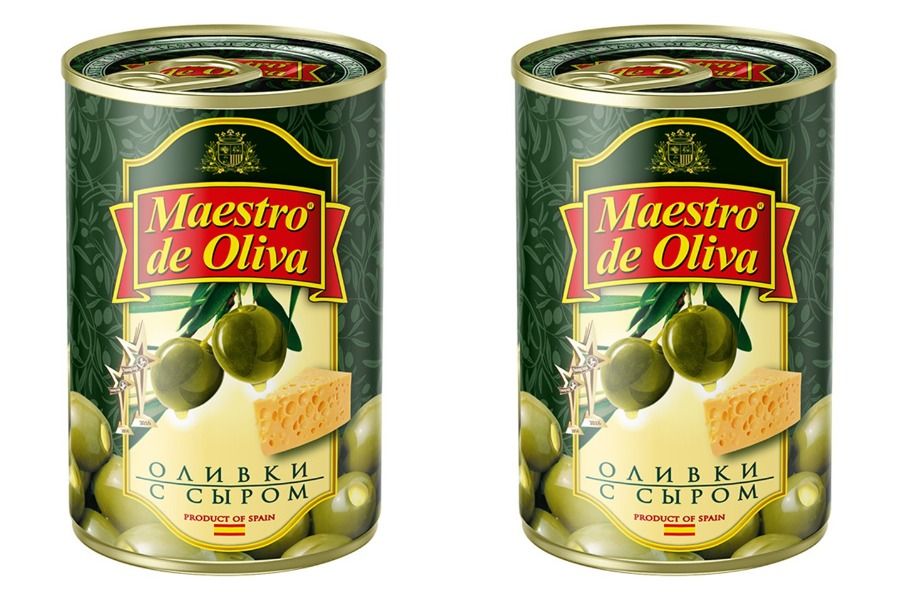 Maestro de Oliva оливки с сыром, 300 г, 2 шт