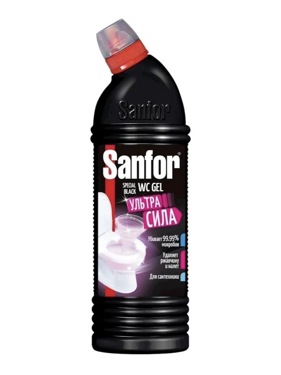 Sanfor WC Gel Гель для чистки сантехники жидкий Special Black Ультра сила 1 кг