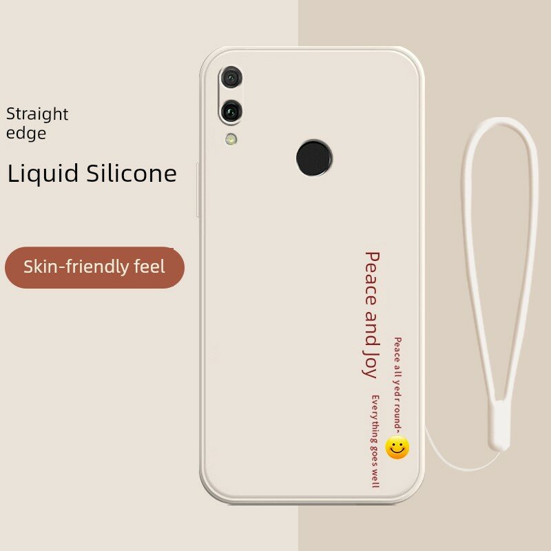 Чехол для Huawei Enjoy 9 Plus из жидкой силикона, элегантный белый, ударопрочный, полное покрытие, с совместимым шнуром
