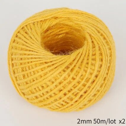 Льняной шпагат Hua Ming Ce 2 мм 50 м Желтый, yellow x2