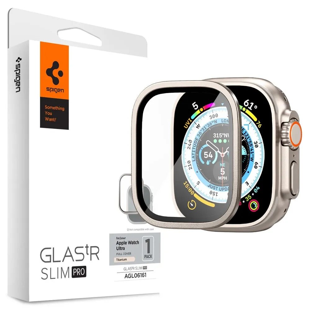 Защитное стекло Spigen на Apple Watch Ultra (49mm) (AGL06161) Glass tR Slim Pro / Спиген Стекло для Эпл Вотч Олеофобное, Серый, 1 шт
