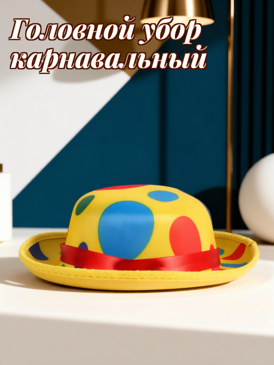 Клоунская Шляпа С Круглыми Полем И Остроконечной Вершиной Для Карнавала И Сценического Выступления Размер M