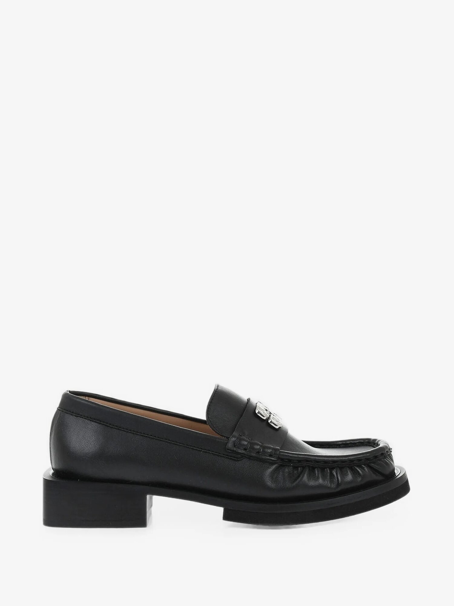 Лоферы GANNI Logo-plaque leather loafers