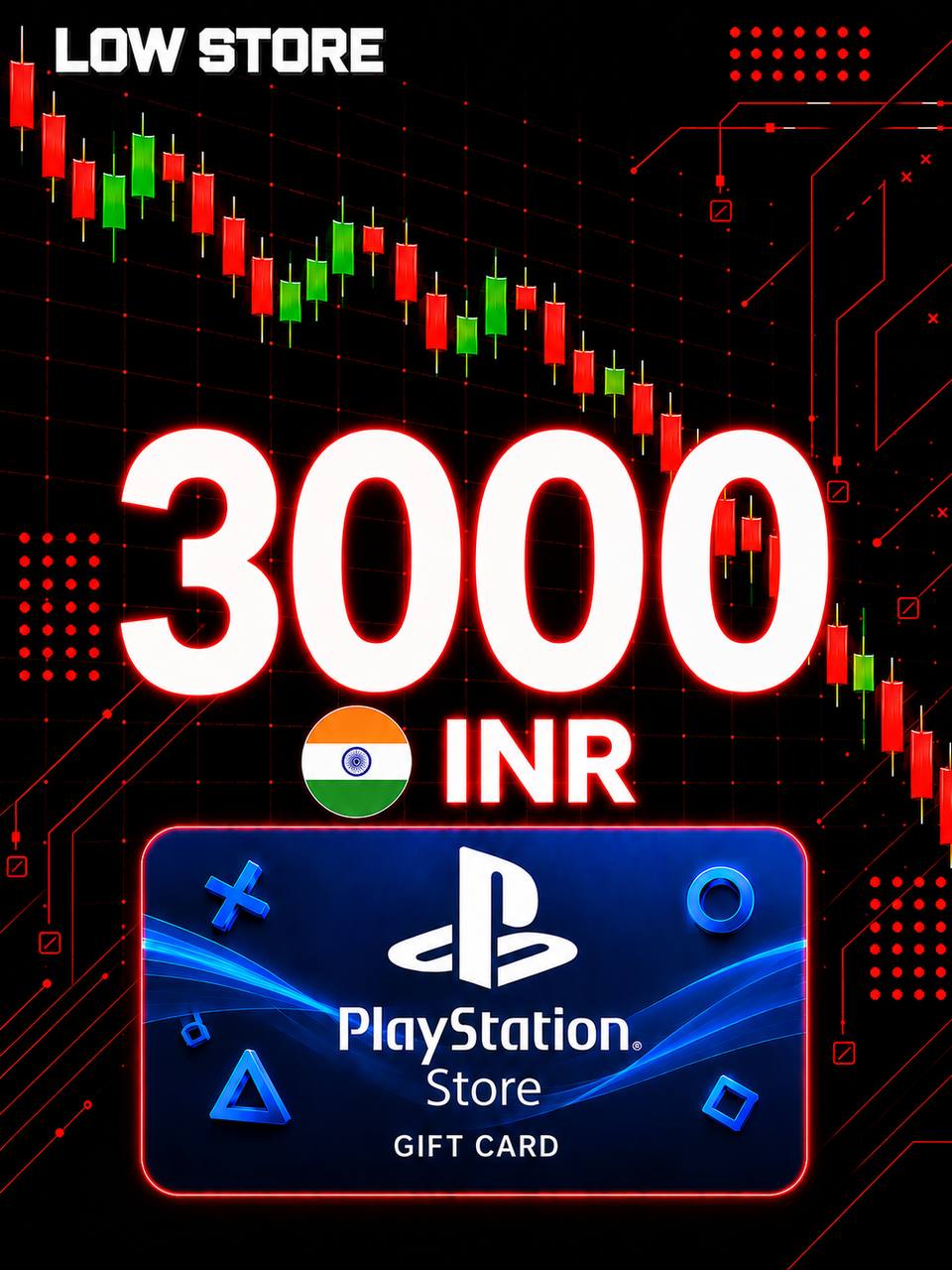 PlayStation Gift Card 3000 INR — Индия, цифровой код пополнения PlayStation Store