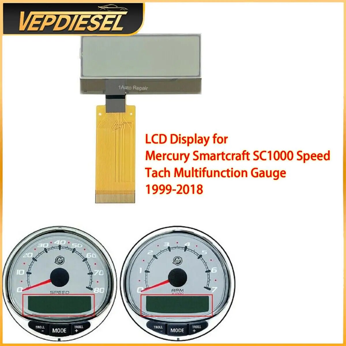 ЖК-дисплей CHM1102 A2C52100134 A2C59500399 для Mercury Smartcraft SC1000: тахометр, многофункциональный измеритель скорости, экран приборной панели