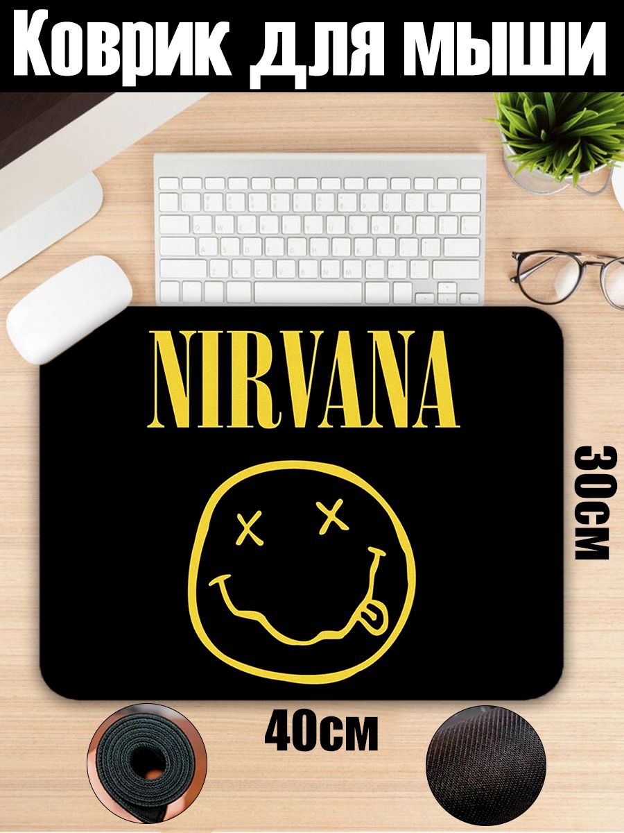 Игровой коврик для мыши размером 40x30 с принтом Nirvana