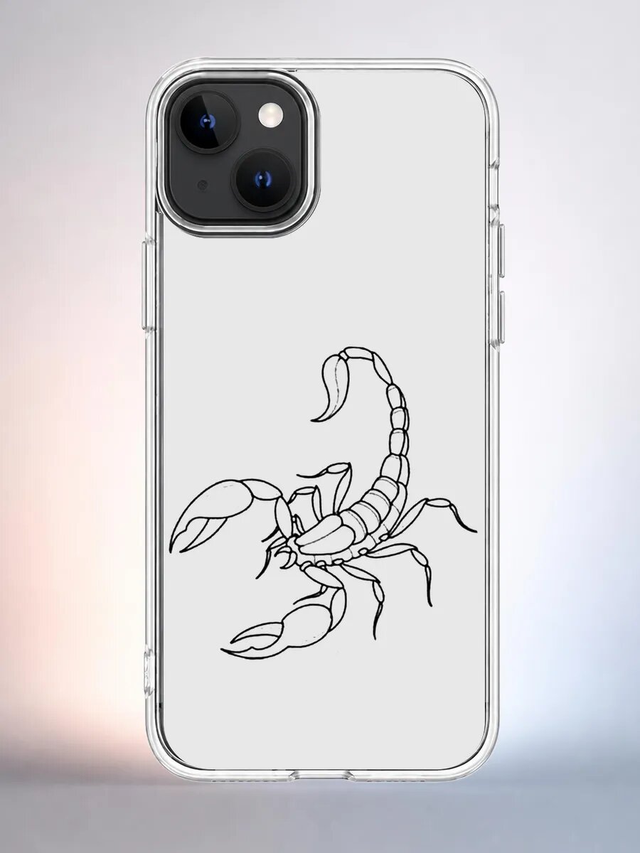 Чехол iPhone 13 скорпион контур крупный силиконовый