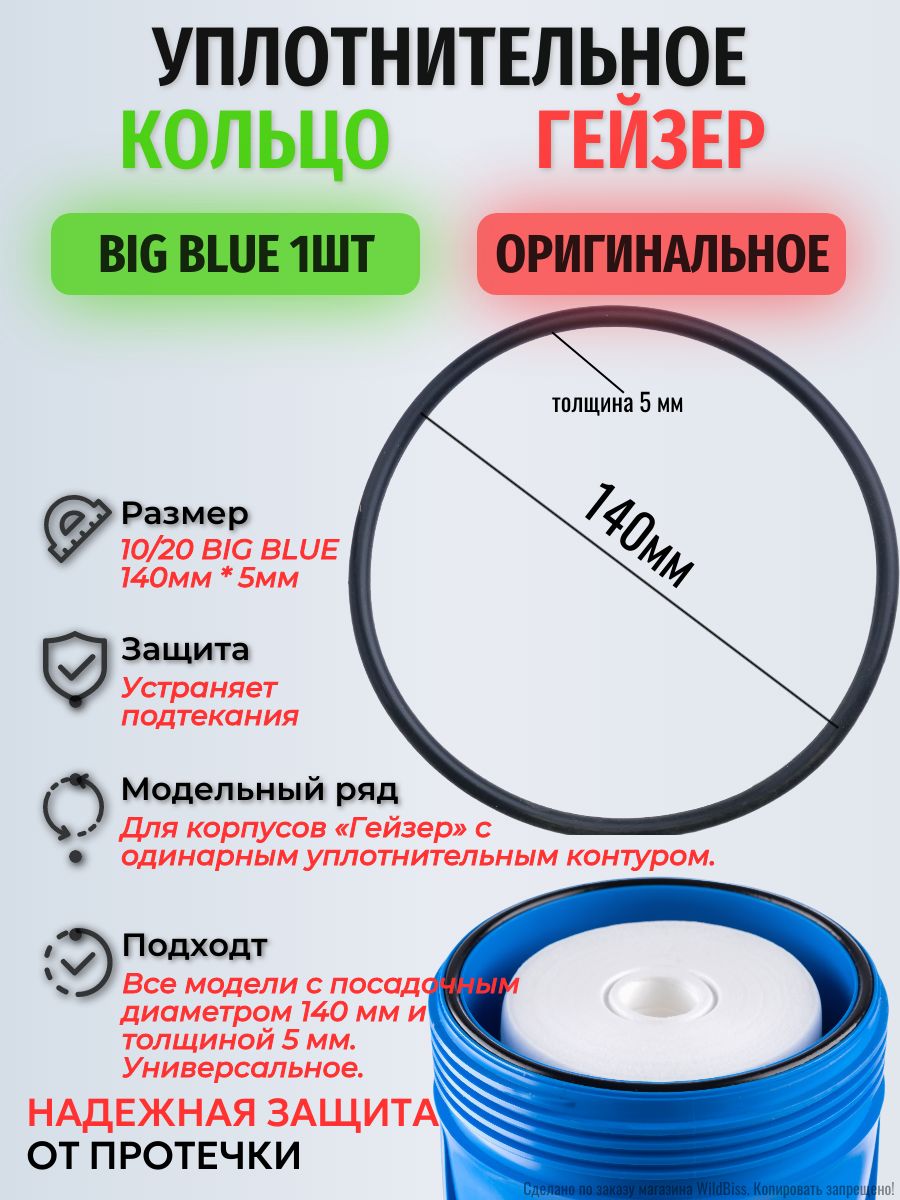 Уплотнительное кольцо для фильтра Гейзер 20ВВ, 10ВВ 1шт. с одинарным контуром