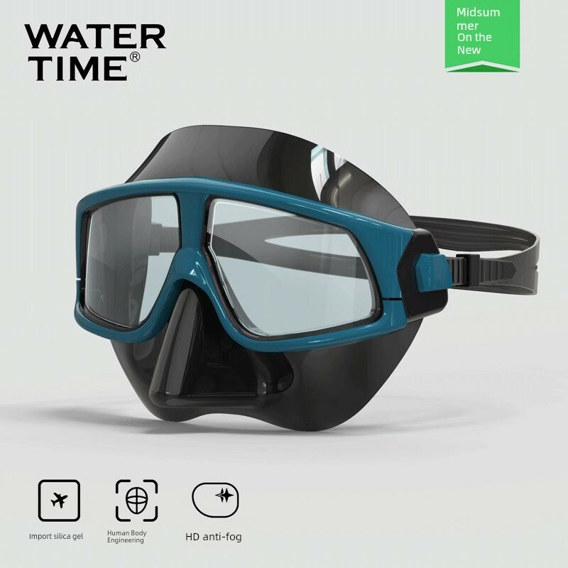 WaterTime Маска для плавания джунгли зеленый с импортным силиконом и антизапотевающей линзой