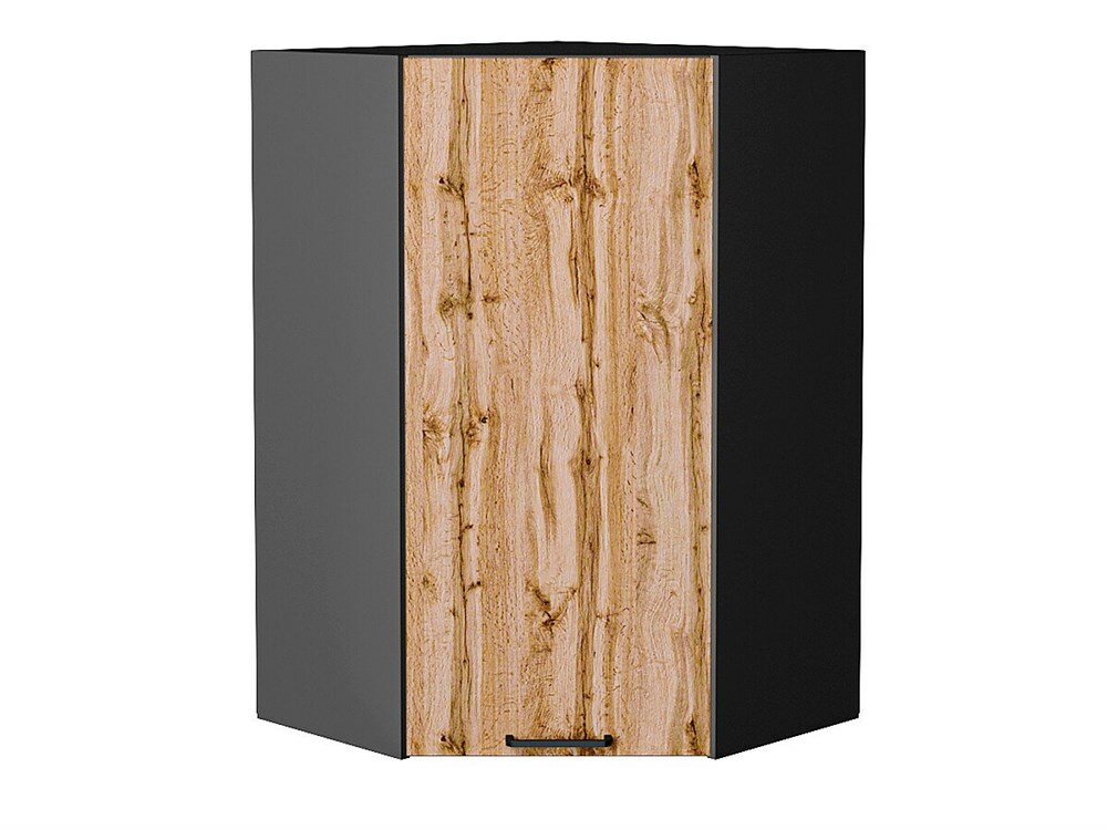 VVT Шкаф верхний угловой Флэт Graphite, Wotan Oak 2S, 920 В*Ш*Г 920*600*600, фасад ЛДСП Wotan Oak 2S, корпус Graphite Wotan Oak 2S