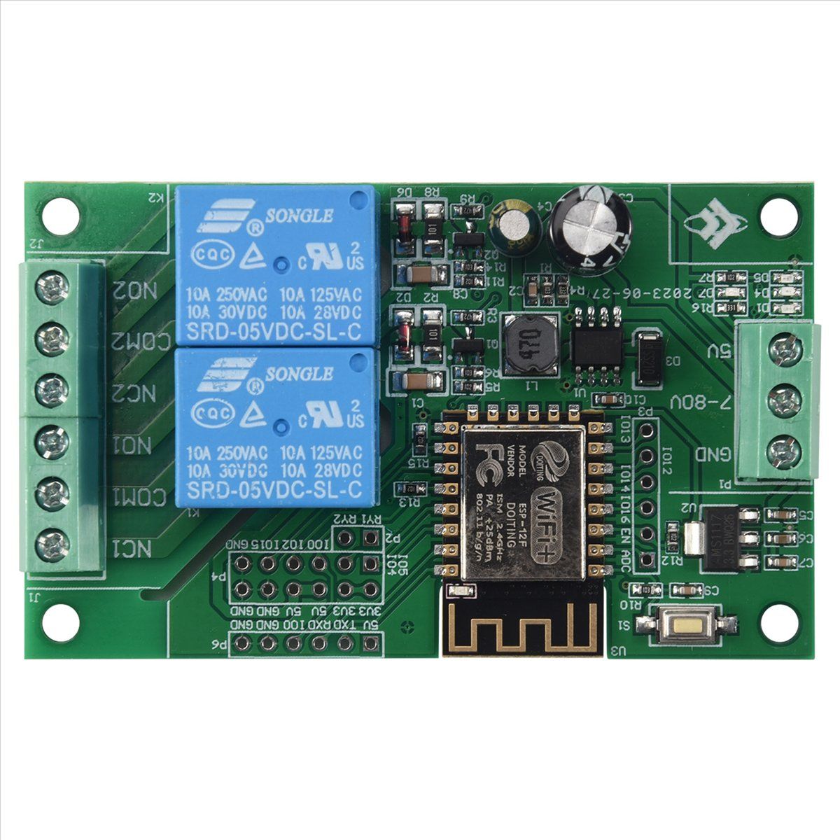 Esp8266 Esp-12F Wi-Fi релейный модуль 2-канальный 5V/8-80V сетевой релейный пере
