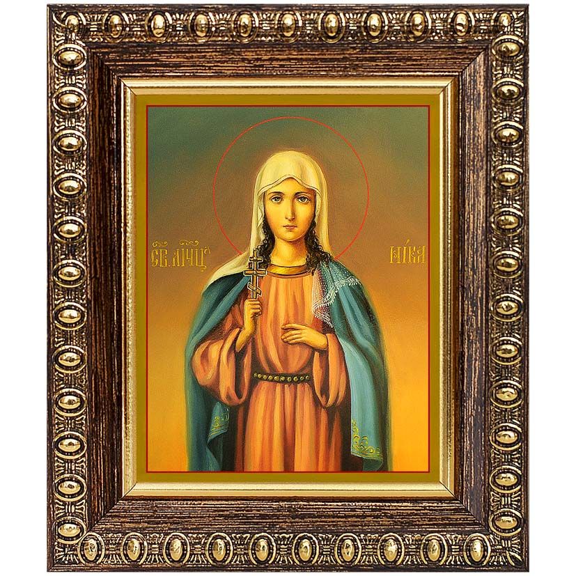 Мученица Ника (Виктория) Коринфская, икона в темной пластиковой рамке 8,5*10 см