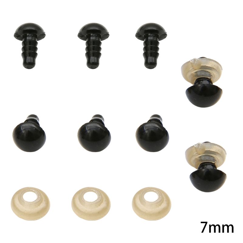 Глазки для игрушек с фиксатором 7 мм, винтовые глаза с заглушкой и с безопасным креплением, набор 50 штук