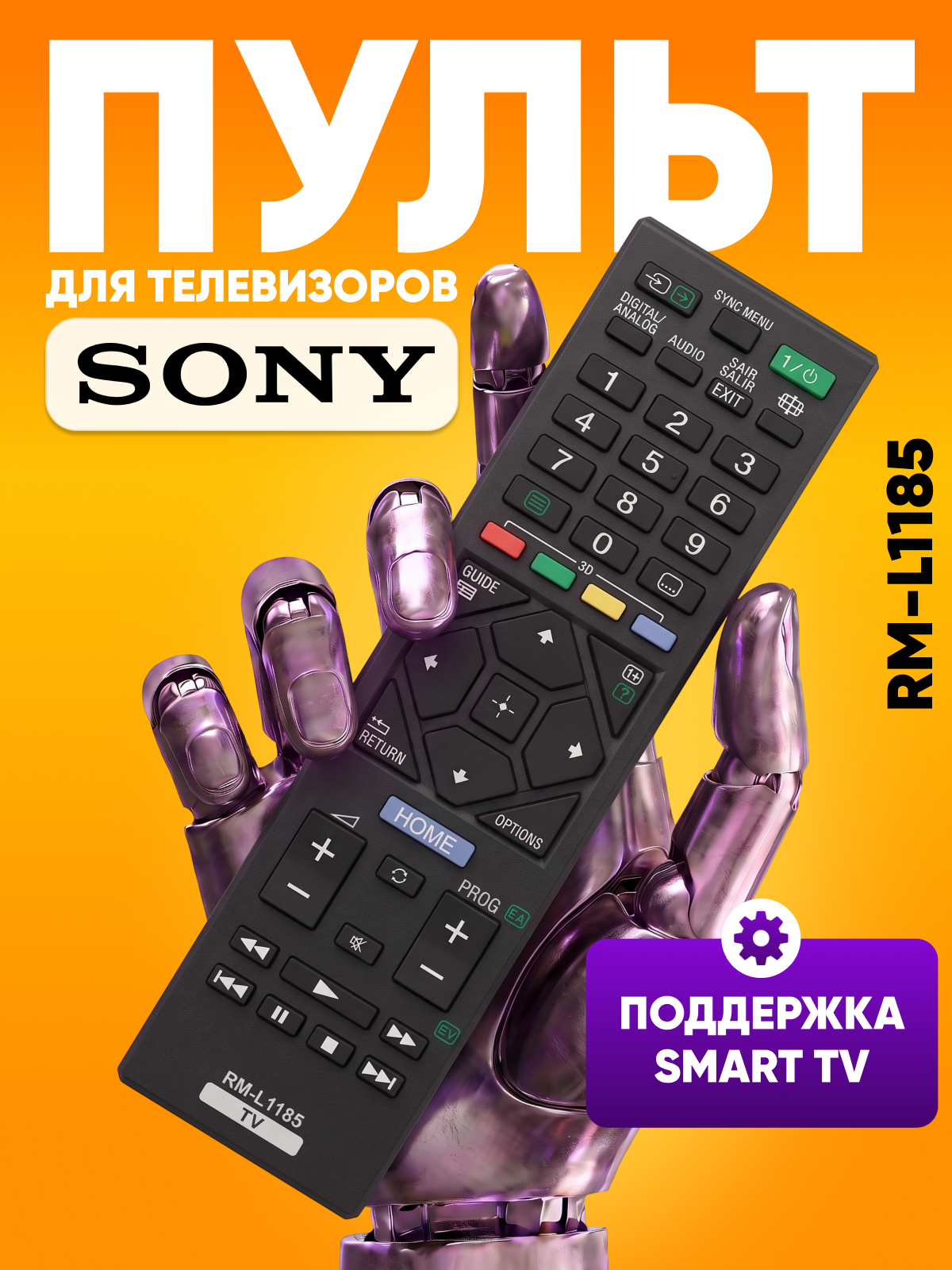 Универсальный пульт ДУ RM-L1185 для телевизора SONY / пульт дистанционного управления для ТВ