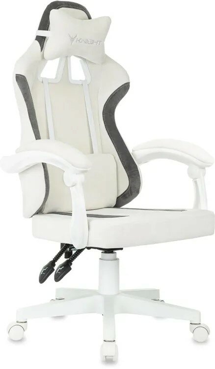 Кресло игровое Knight Wolf WH (Волк), газлифт, до 120 кг, ткань, молочное/серое