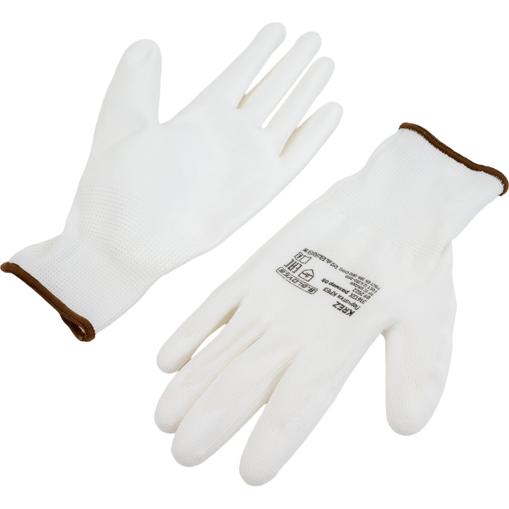 Нейлоновые перчатки с полиуретановым покрытием S.GLOVES KREZ белые, 08 размер 31613-08