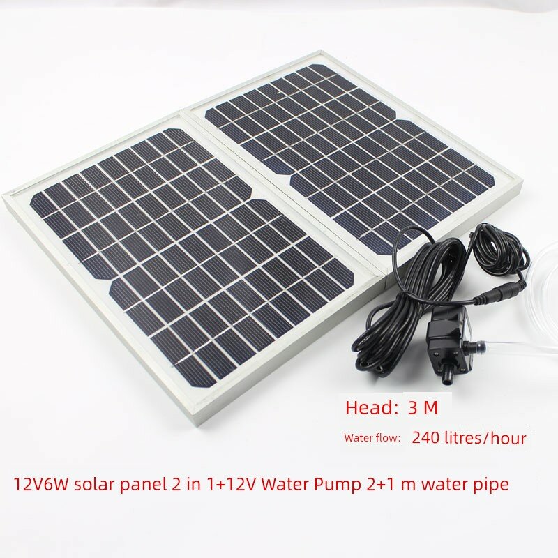 12V 6W Solarnyy Panel s Dvoinym Nasosom i 1m Shlanyu dlya Ryb'ego Akvariuma