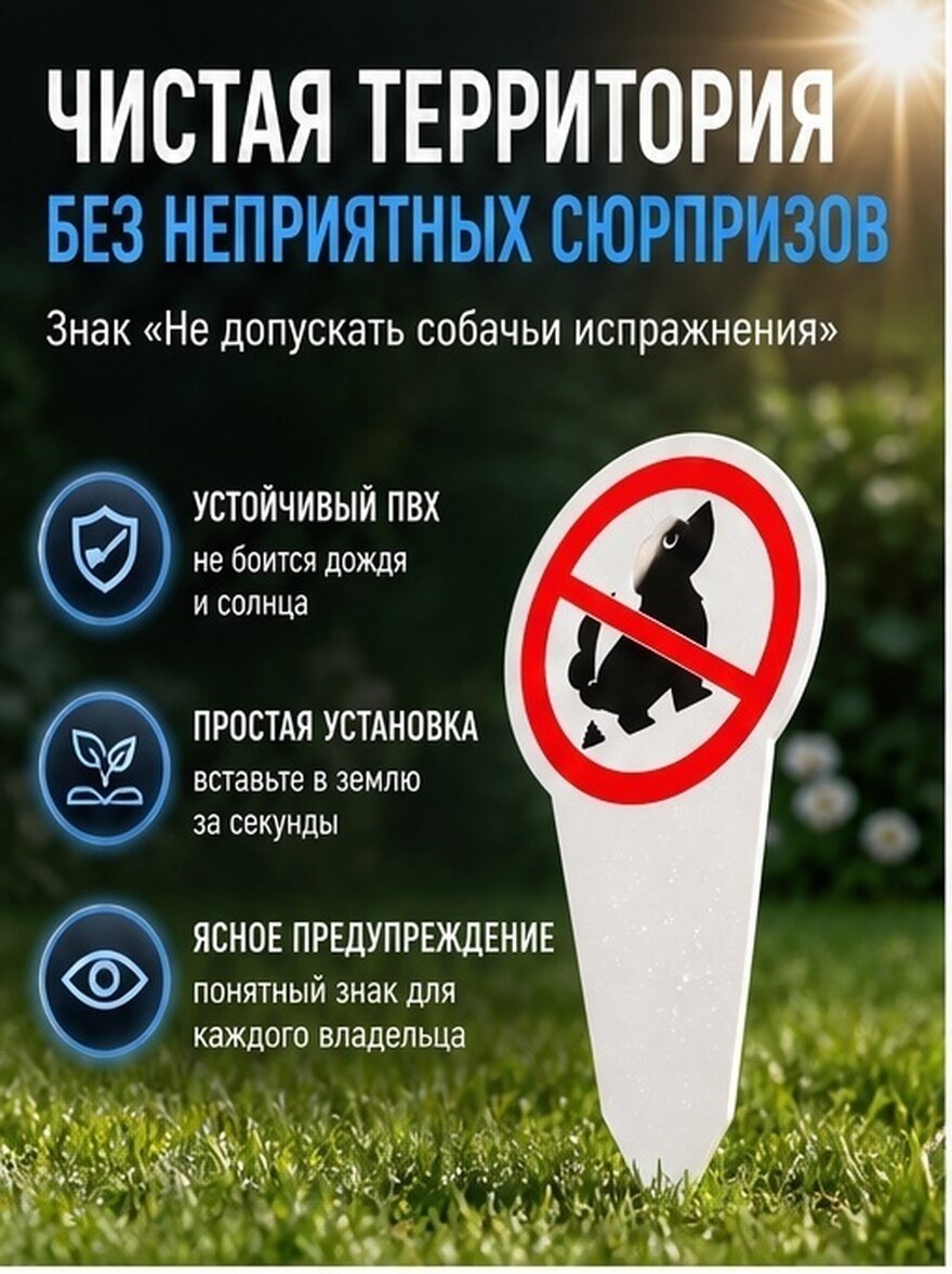 Знак Нет Собачьего Говна С Колом Длина 30.00 См Ширина 15.00 См Толщина 0.30 См