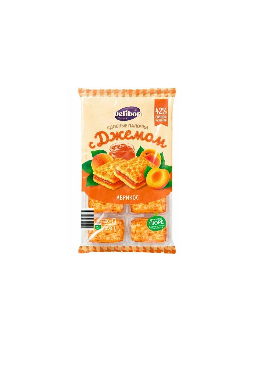 Сдобные палочки Delibon с джемом Абрикос 308г