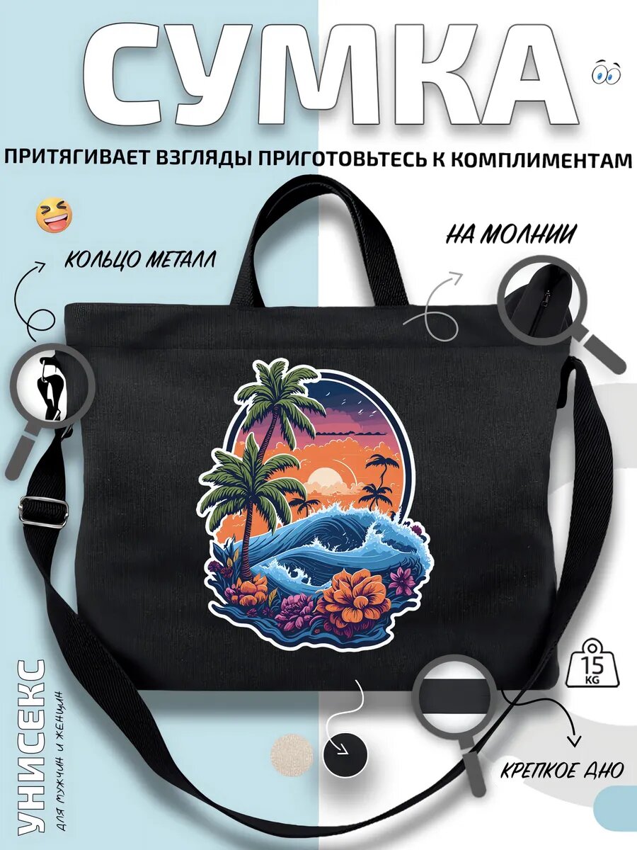 Сумка шоппер  Тропический Закат Морской Пейзаж