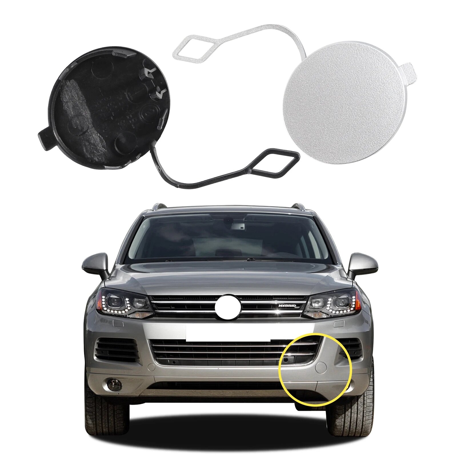 Крышка фаркопа переднего бампера для VW Touareg 2011 2012 2013 2014 7P 6807185 7П Silver left side