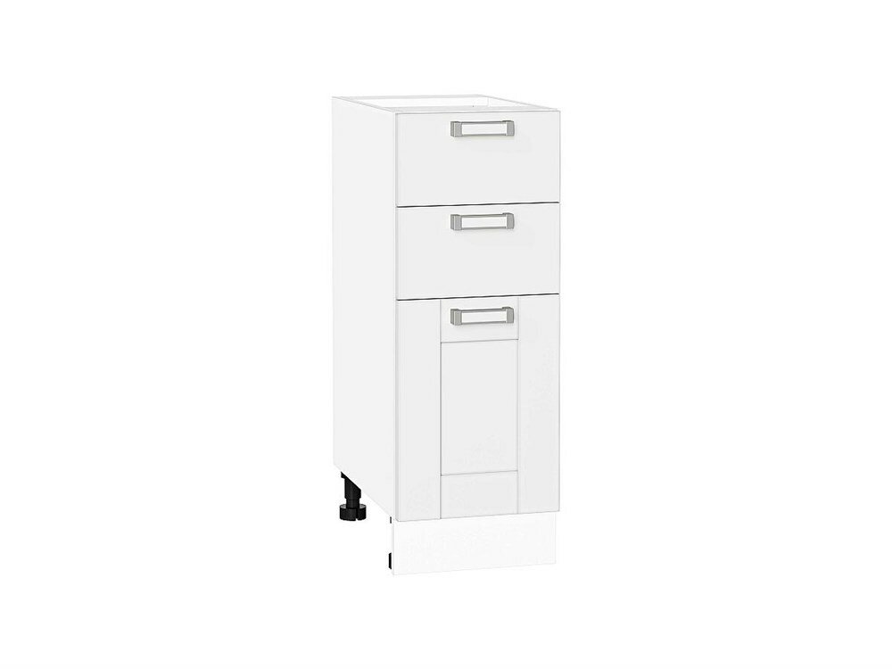VVT Шкаф нижний с 3-мя ящиками Лофт Белый, White Silk, 300 В*Ш*Г 816*300*480, фасад МДФ White Silk, корпус Белый White Silk