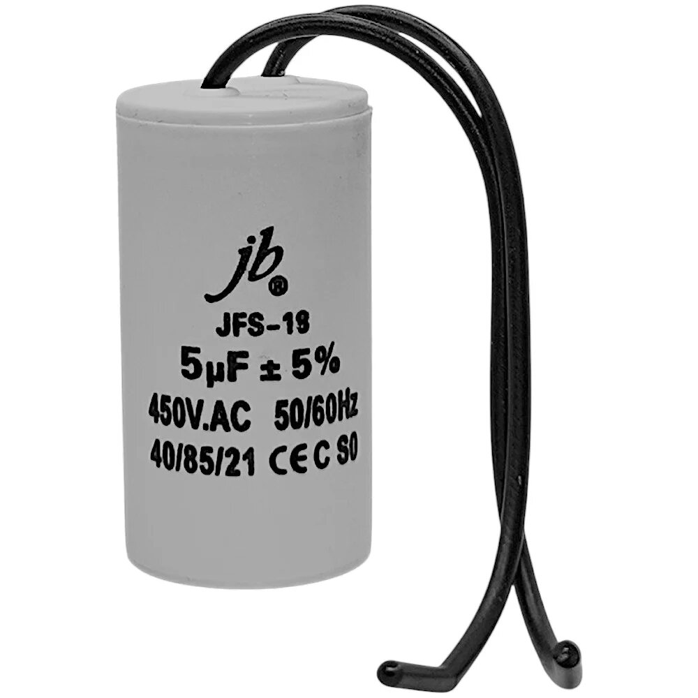 Конденсатор пусковой JB Capacitors, 5мкФ, 450В, 35x65, JFS-18 (гибкие выводы),
