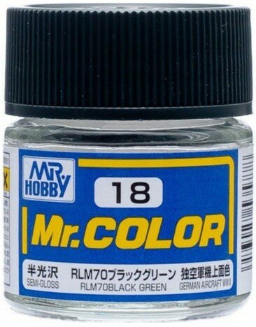 C 18 краска художественная т. м. MR.HOBBY 10мл RLM70 BLACK GREEN