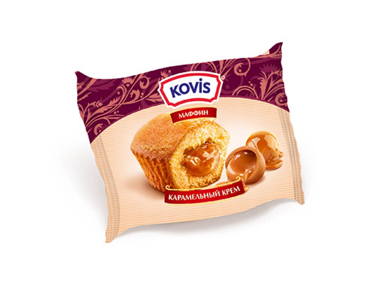 Мини-маффины с начинкой карамель Kovis (Ковис), 33.3г х 45шт