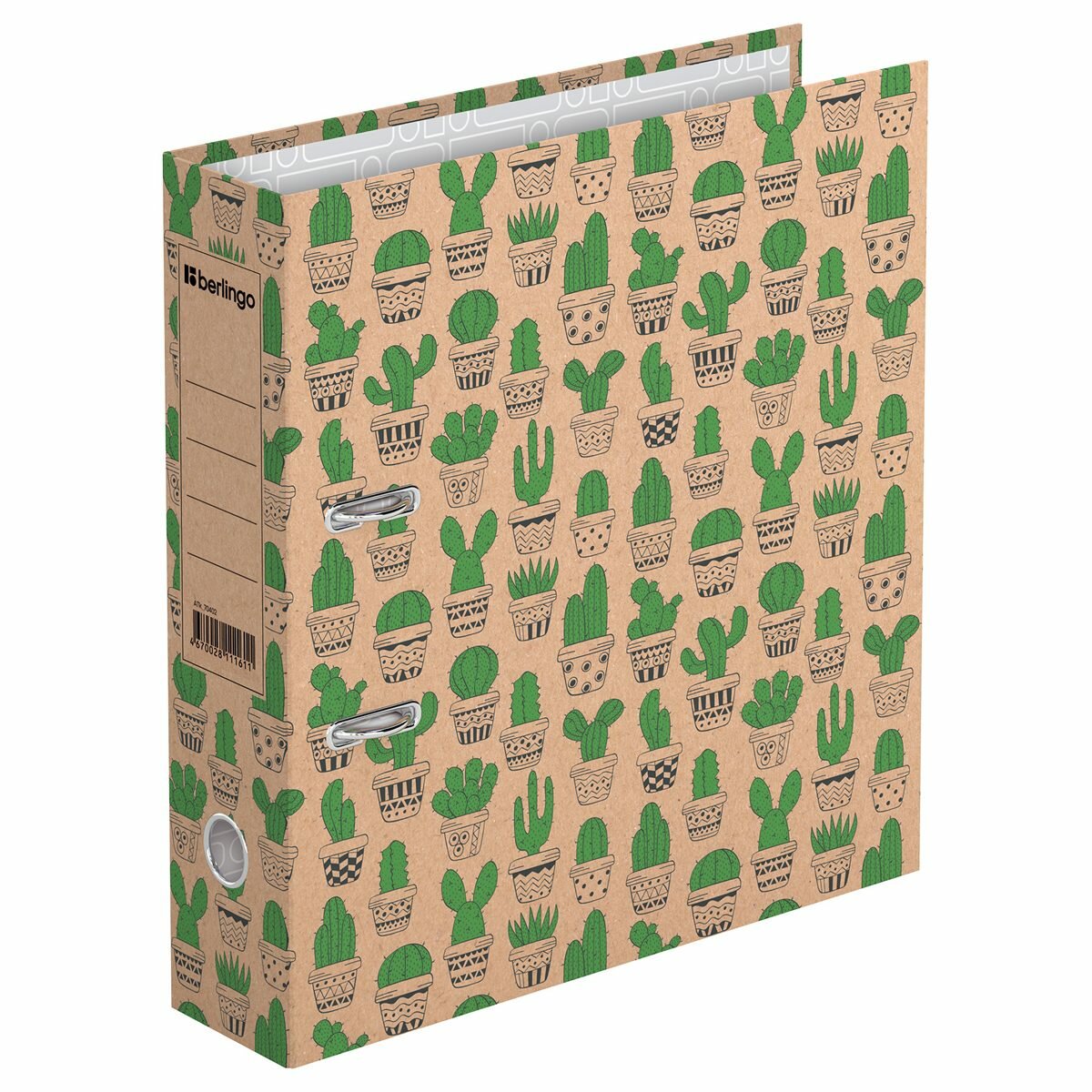 Папка-регистратор Berlingo Cactus (70мм, А4, до 650л, картон) с рисунком (ATk_70402)