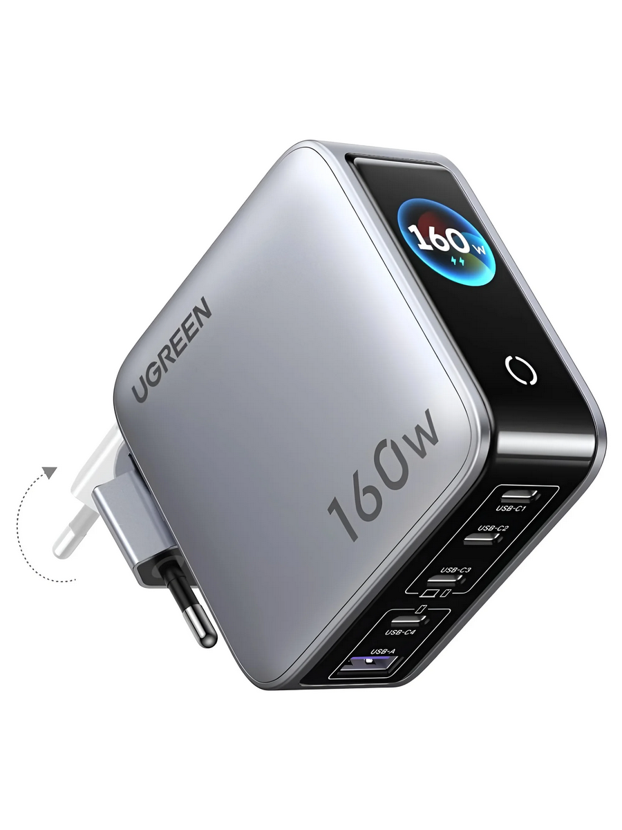 Сетевое зарядное устройство UGREEN X774 (65637B) GaN, 5-Port,160W Серебристый 4xUSB-C, 1xUSB-A RU
