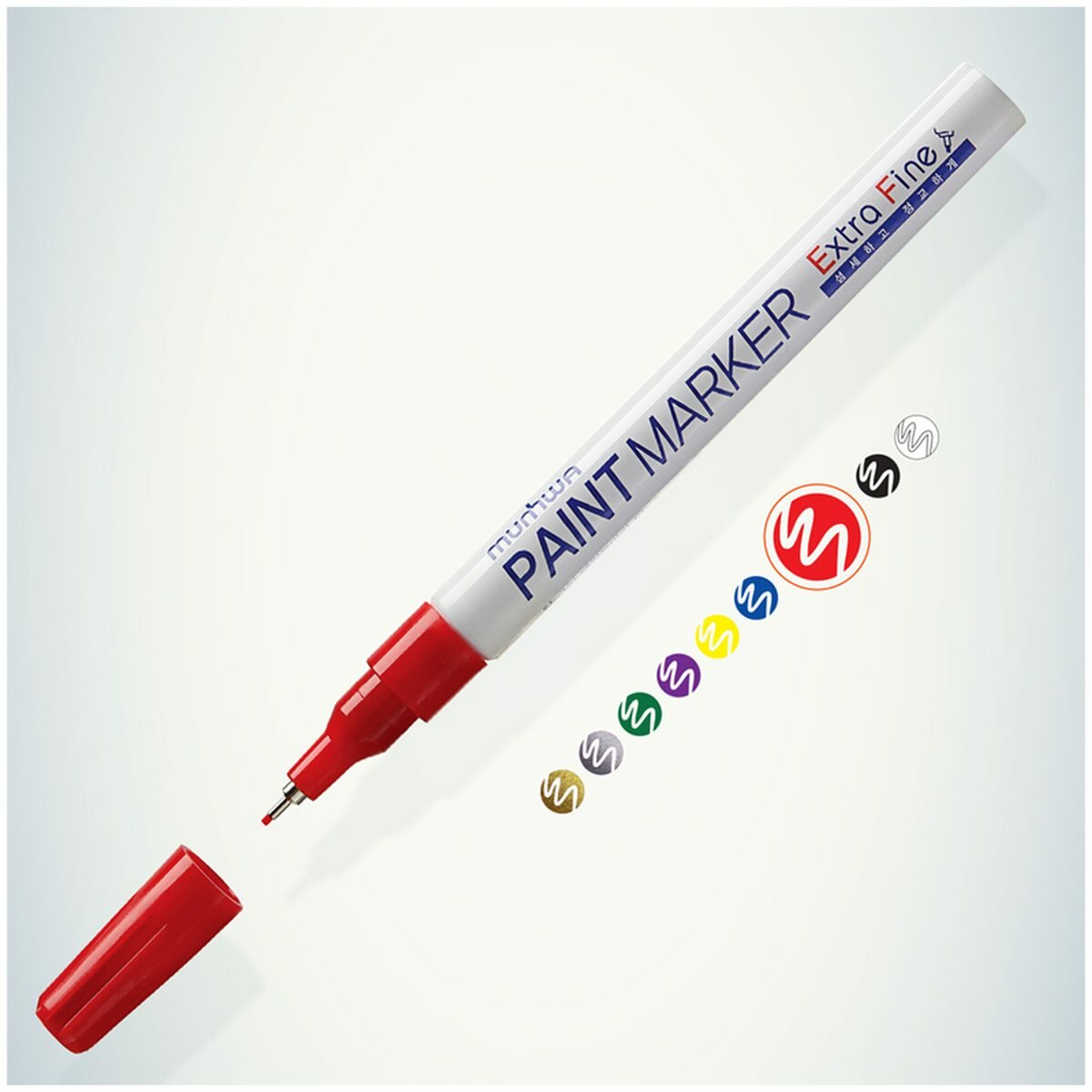 Маркер-краска MunHwa Extra Fine Paint Marker (1мм, красный, нитро-основа) (EXPM-03), 12шт.
