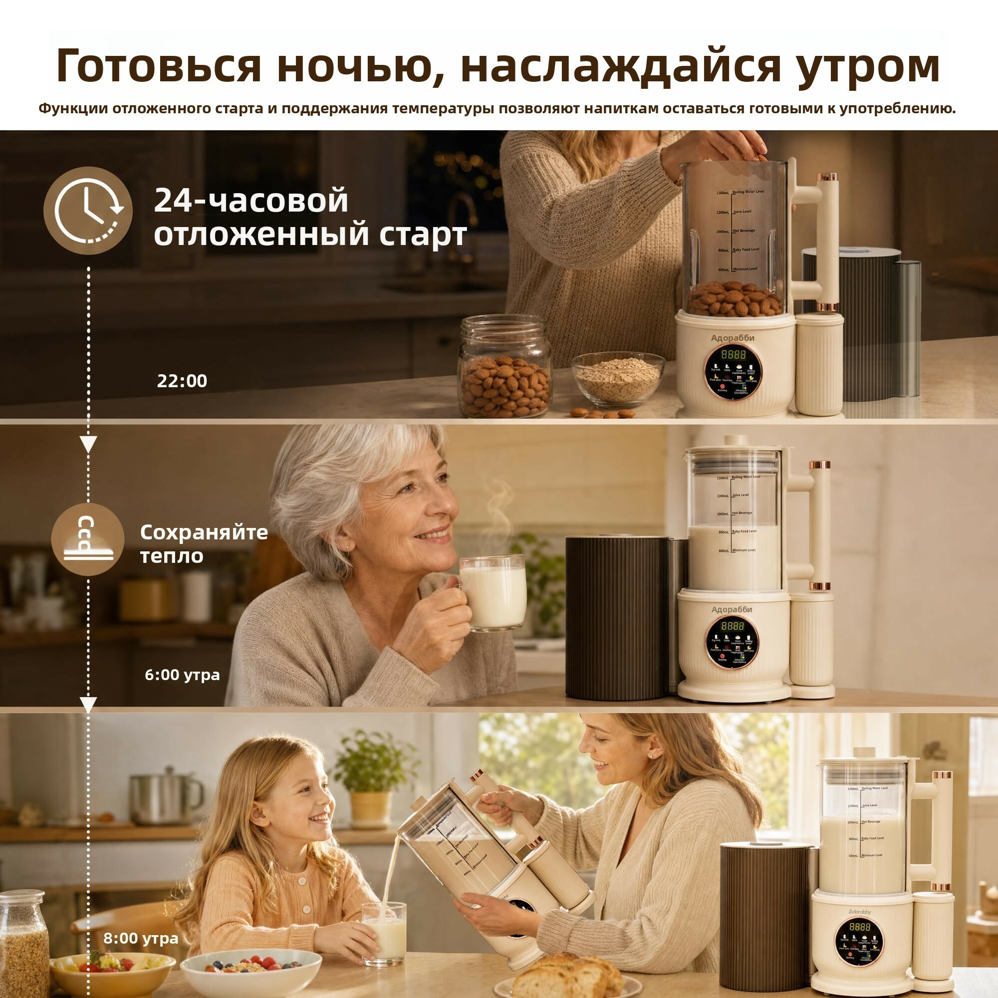 Автоматический аппарат для приготовления соевого, миндального и овсяного молока объемом 50 унций