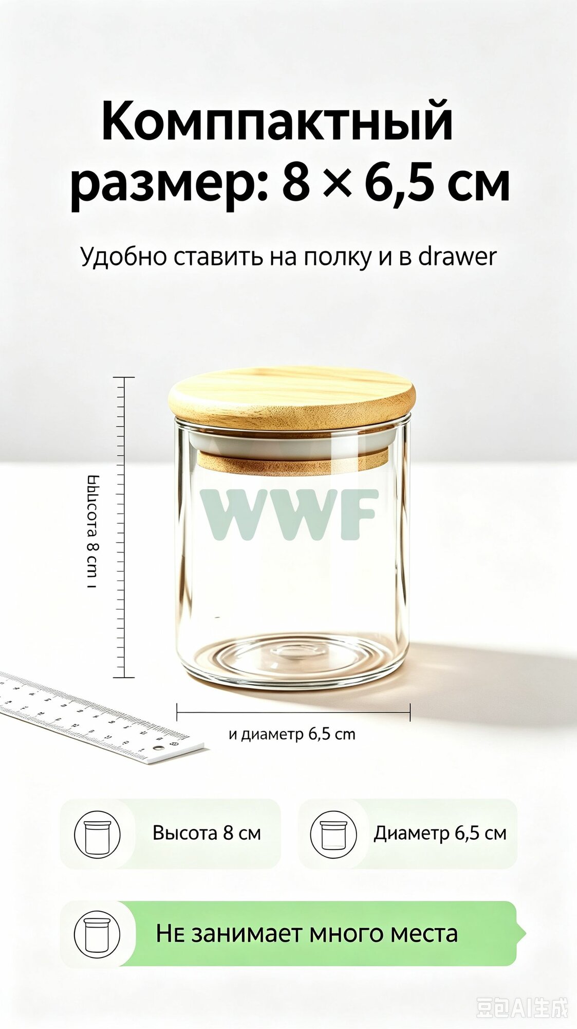 Банка для сыпучих продуктов 250 мл 1 шт бамбук
