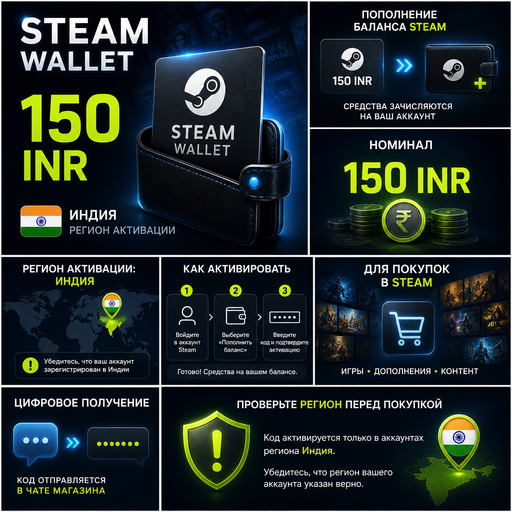 Steam Wallet 150 INR — Индия