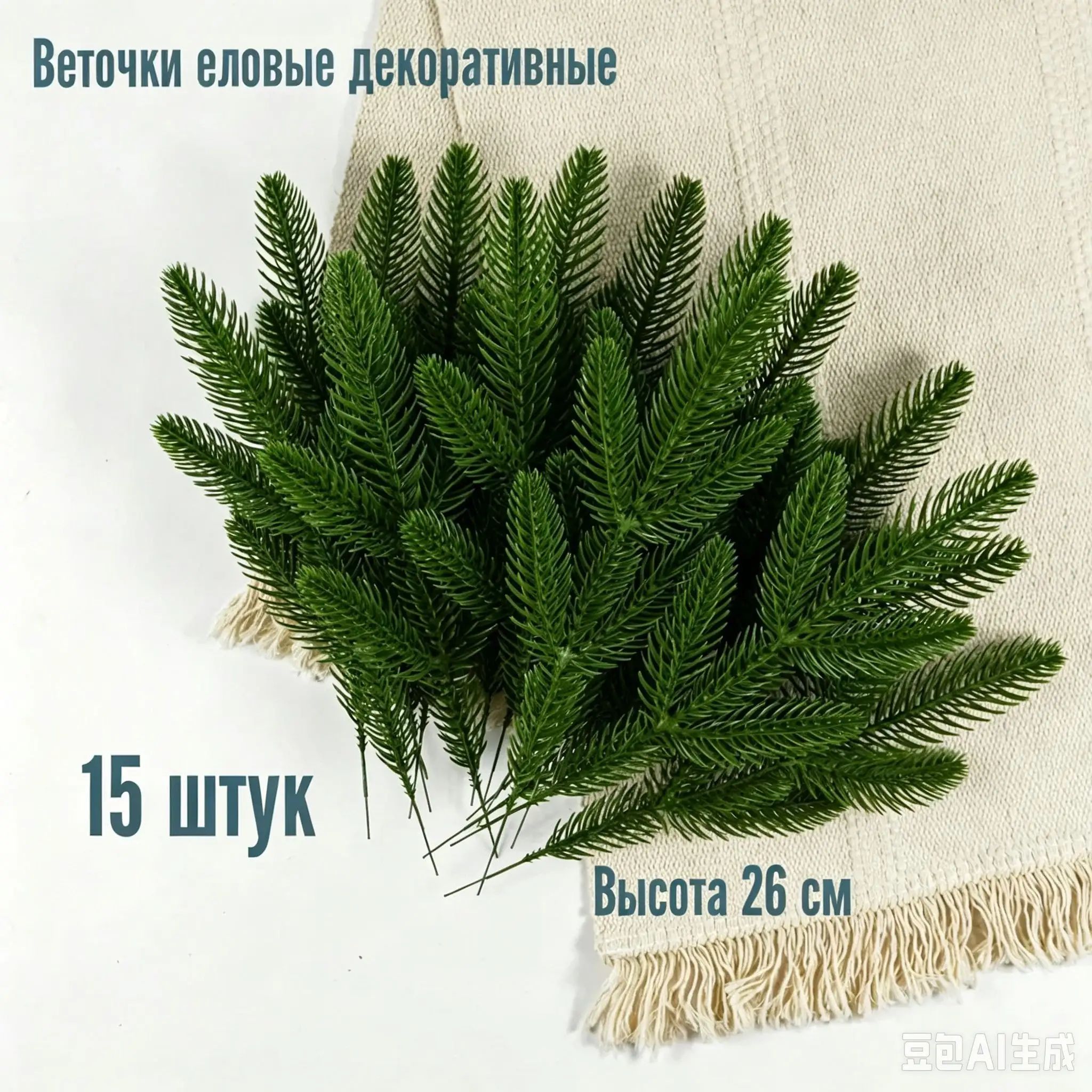 Ветка, шишка декоративная Хвоя 15 шт зеленый