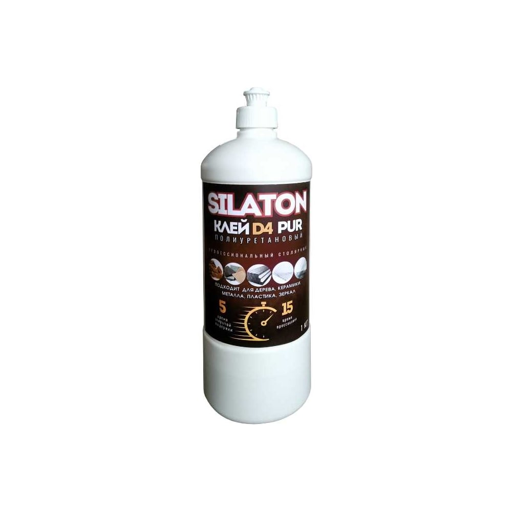Клей SILATON PUR D4 5.15 Профессиональный столярный, полиуретановый для дерева, 1 кг PURD405.15/1