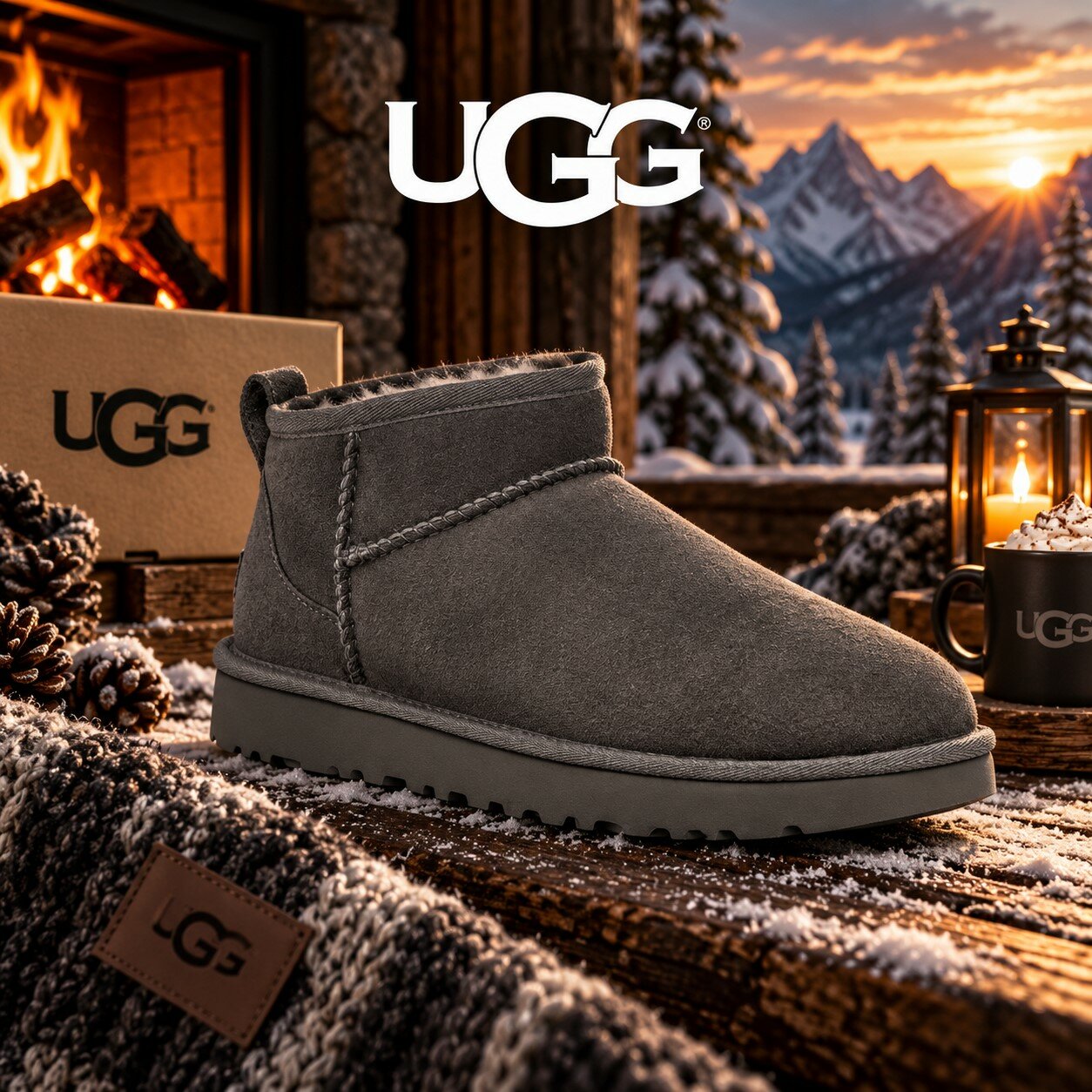 Угги UGG UGG Classic Ultra Mini Boot Grey, размер 35 RU, grey — фото 1