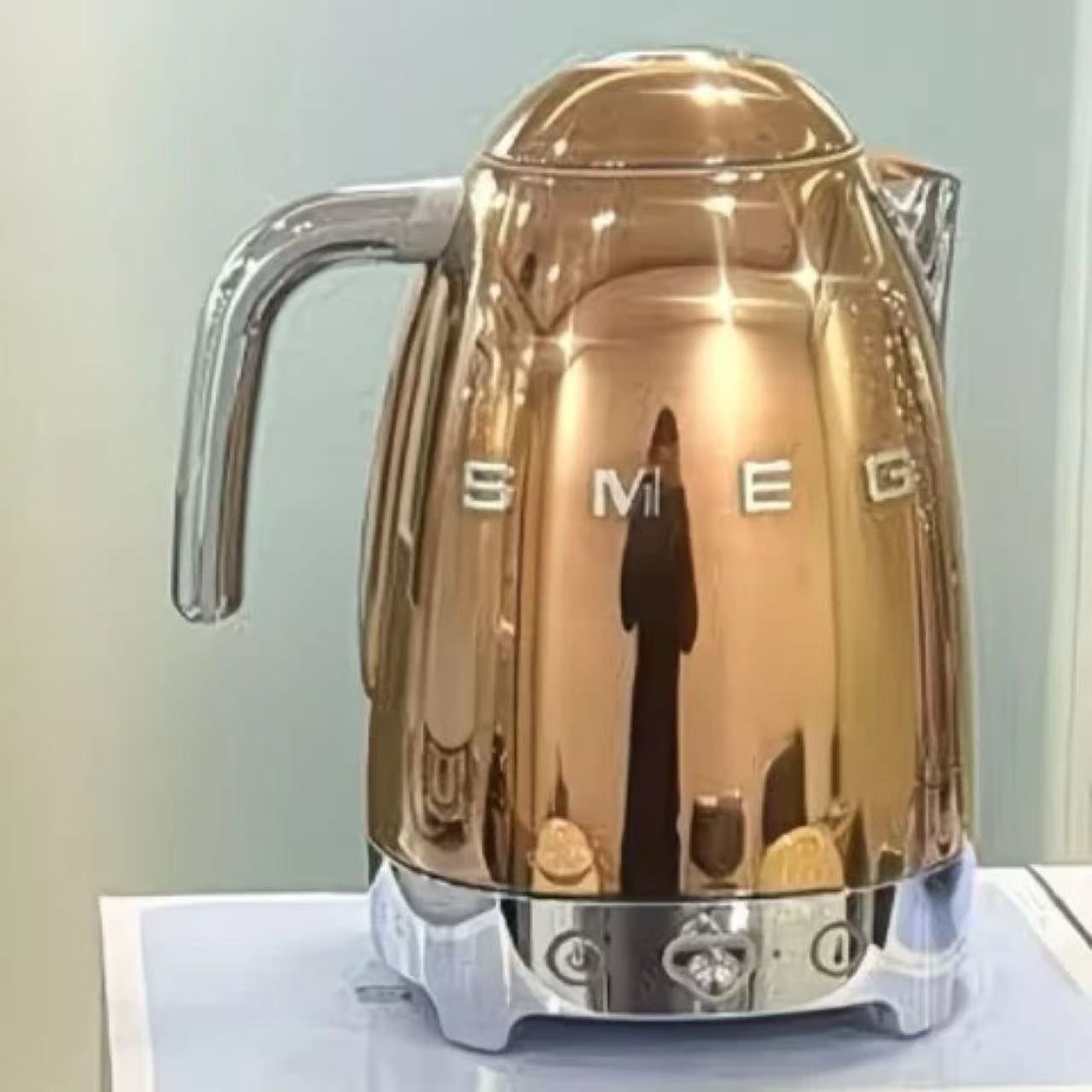 Электрический чайник SMEG ретро 1.7л, 7 режимов температуры, евровилка, золотой, для дома и подарка