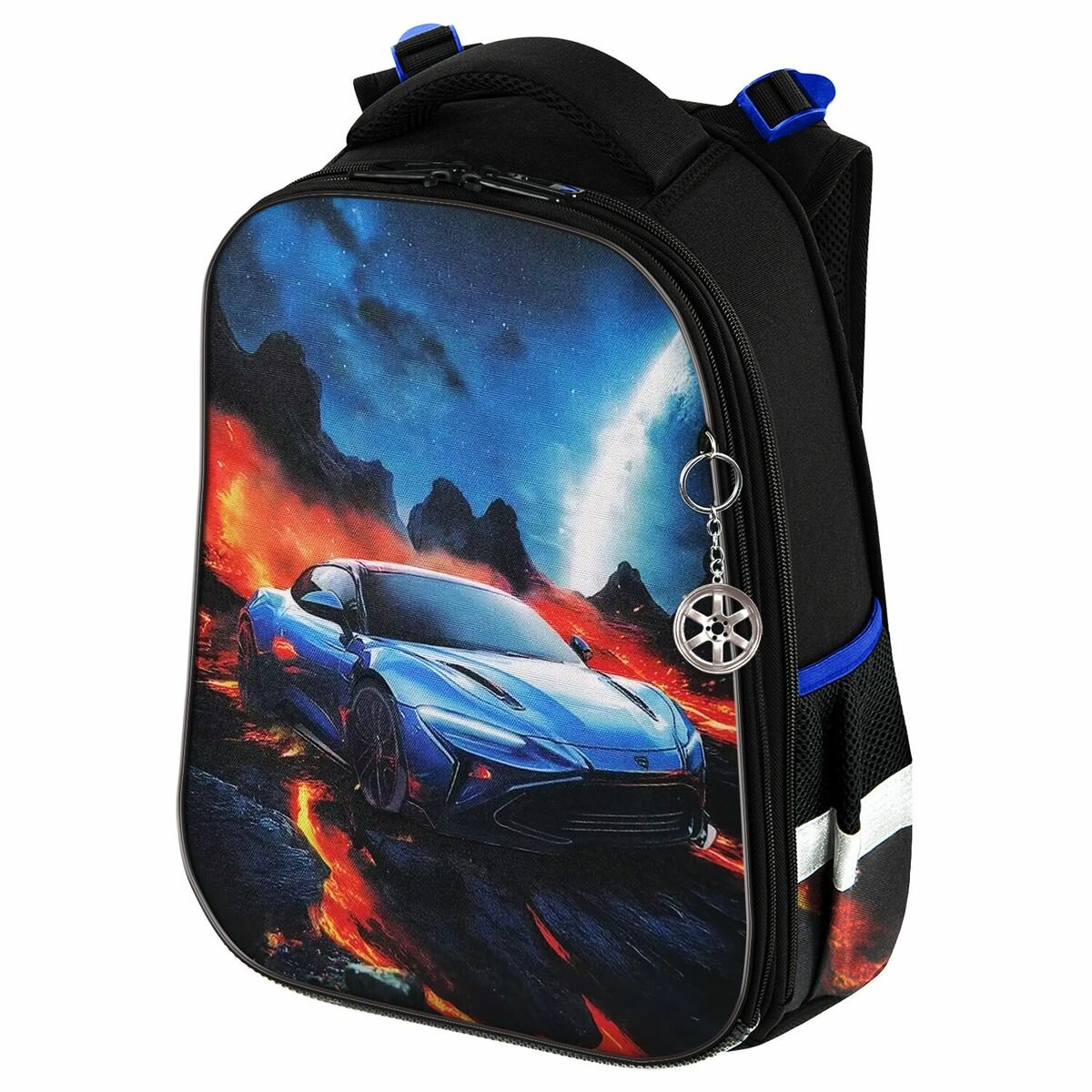 Ранец школьный Brauberg PREMIUM, 2 отделения, с брелком, "Risky ride", 3D-панель, 38х29х16см, 274394
