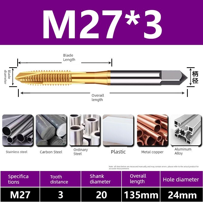 Титановое покрытие Точка конца сверло для метрической резьбы M27 x 3 мм, содержащий кобальт, точный инструмент для машин