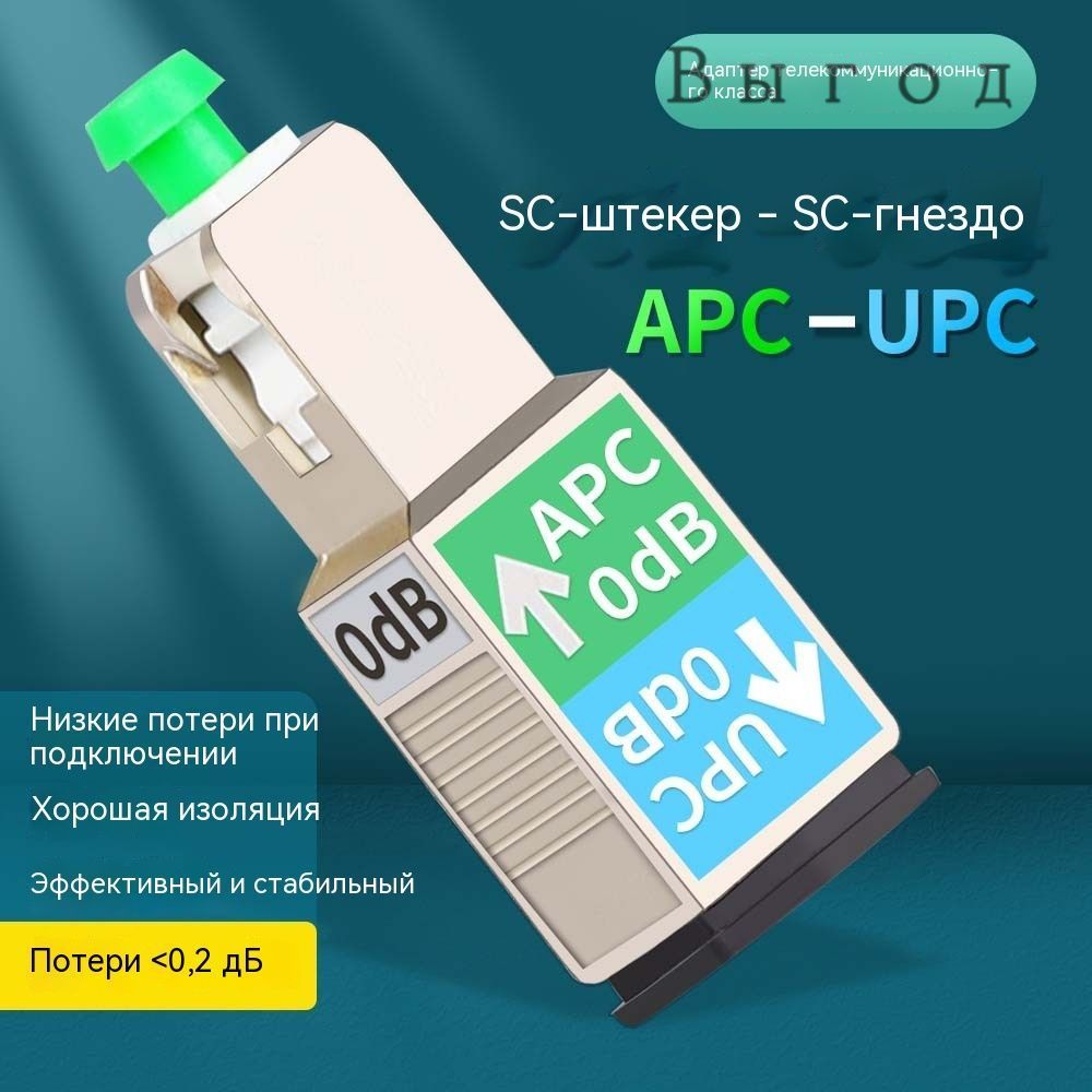 Адаптер для оптических волокон SC/APC (папа) - SC/UPC (мама), одномодовый