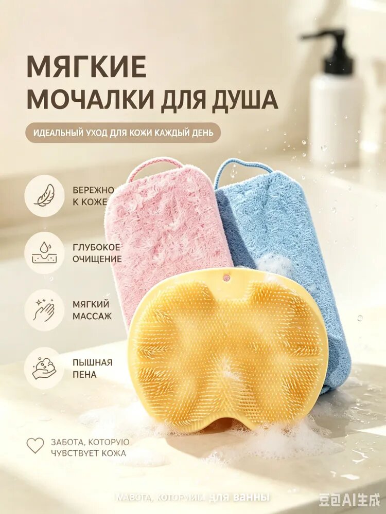 Японские мочалки для тела с ручками, массажный коврик для ног