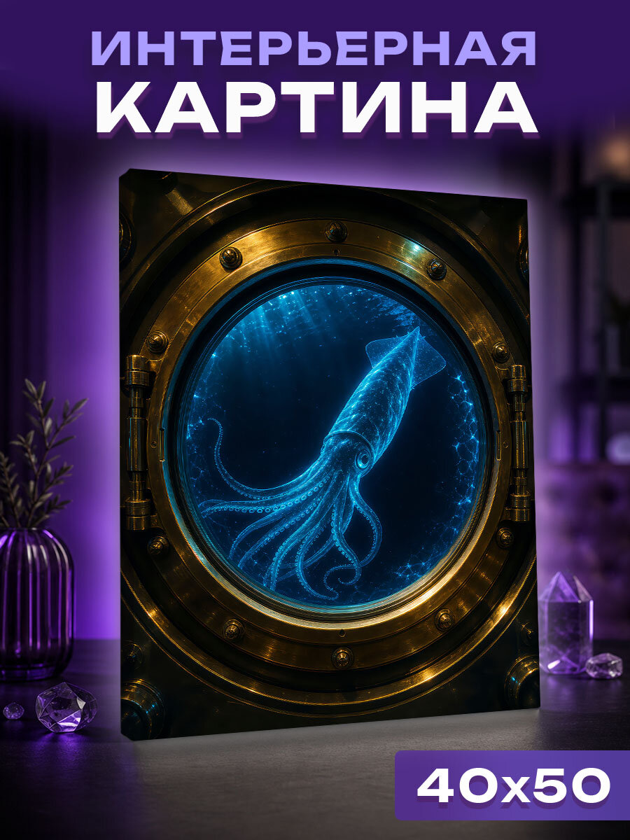Интерьерная картина Сияние кальмара за иллюминатором