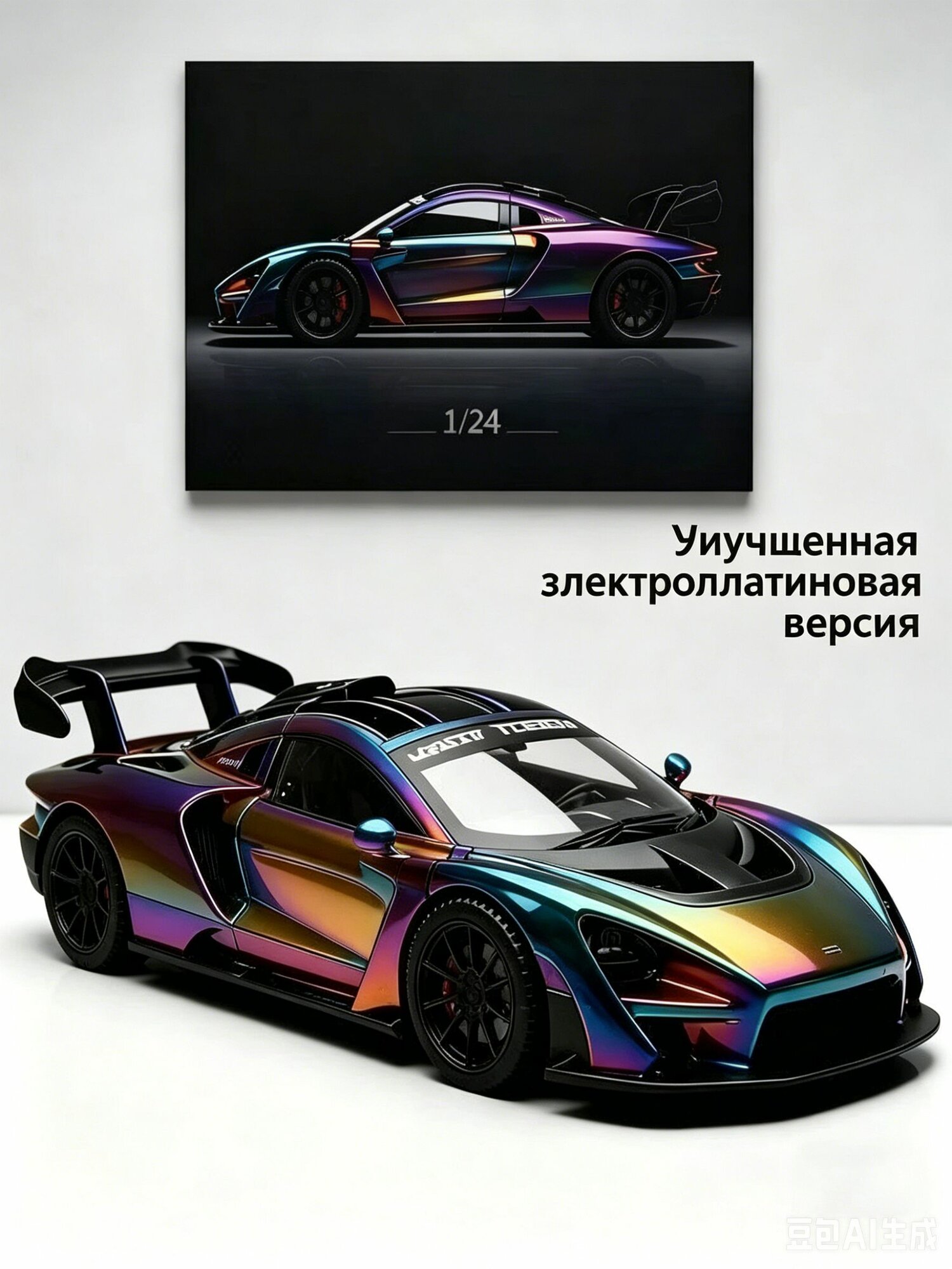 Модель автомобиля McLaren Senna из сплава, открывающиеся двери, цвет хром