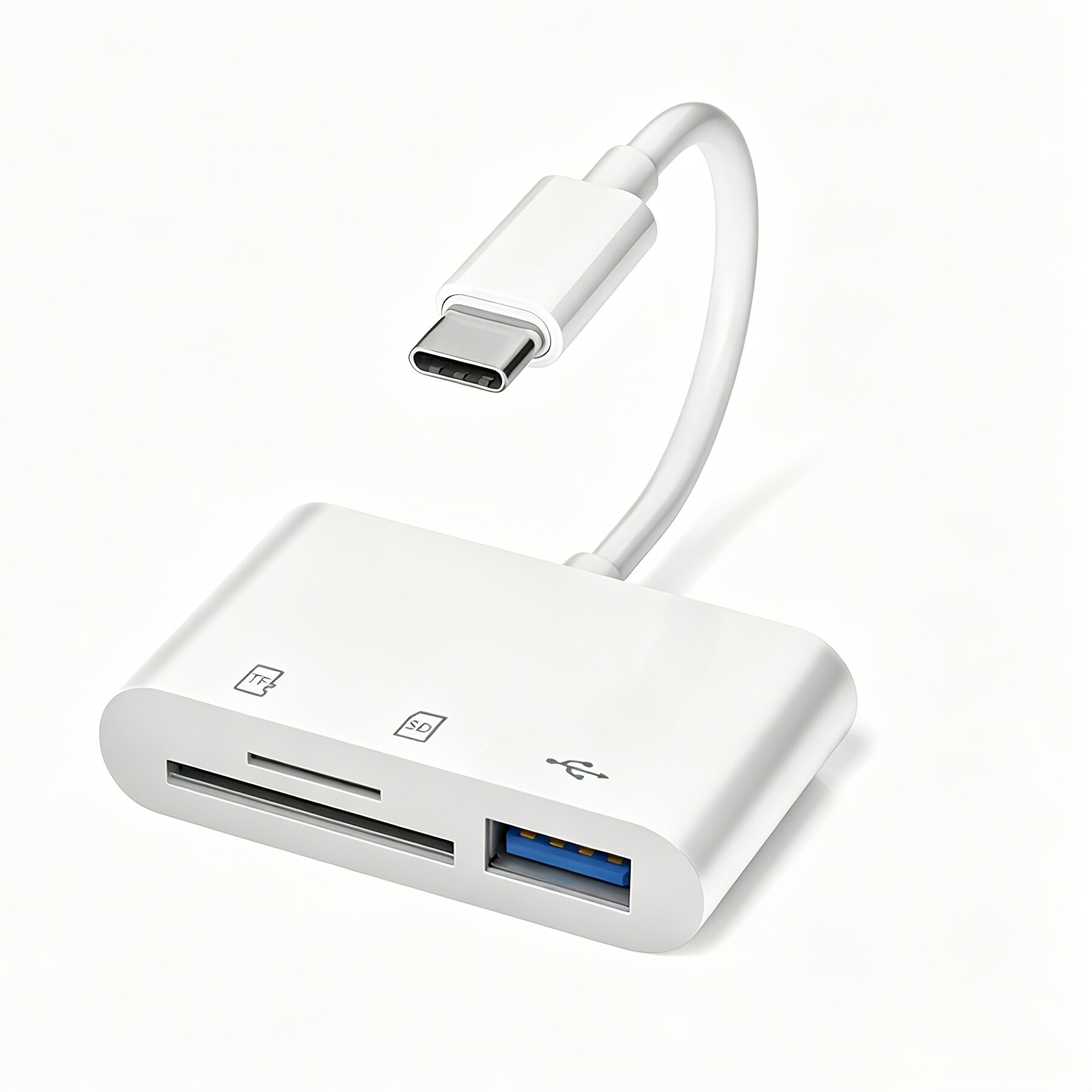 Картридер Type-C OTG 3-в-1 для карт SD/TF и USB-накопителей, USB 2.0, версия 2.0, быстрая передача данных, подключение без драйверов